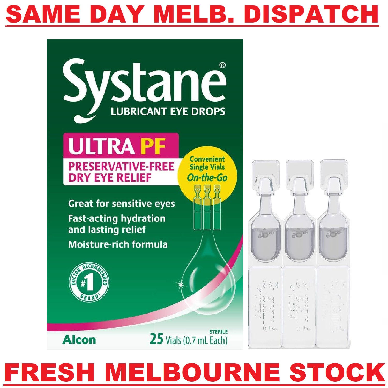Systane Lubricant Eye Drops ULTRA PF Dry Eye Relief 25 x 0.7mL Single ...