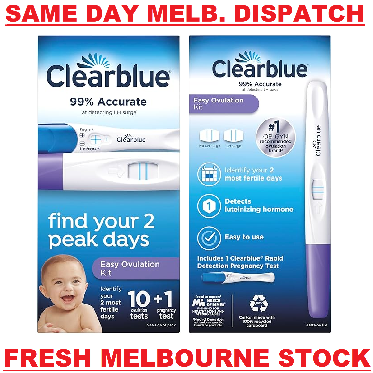 Clearblue Easy Ovulation Complete Kit - 10 Ovulation Tests + 1 Pregnan ...