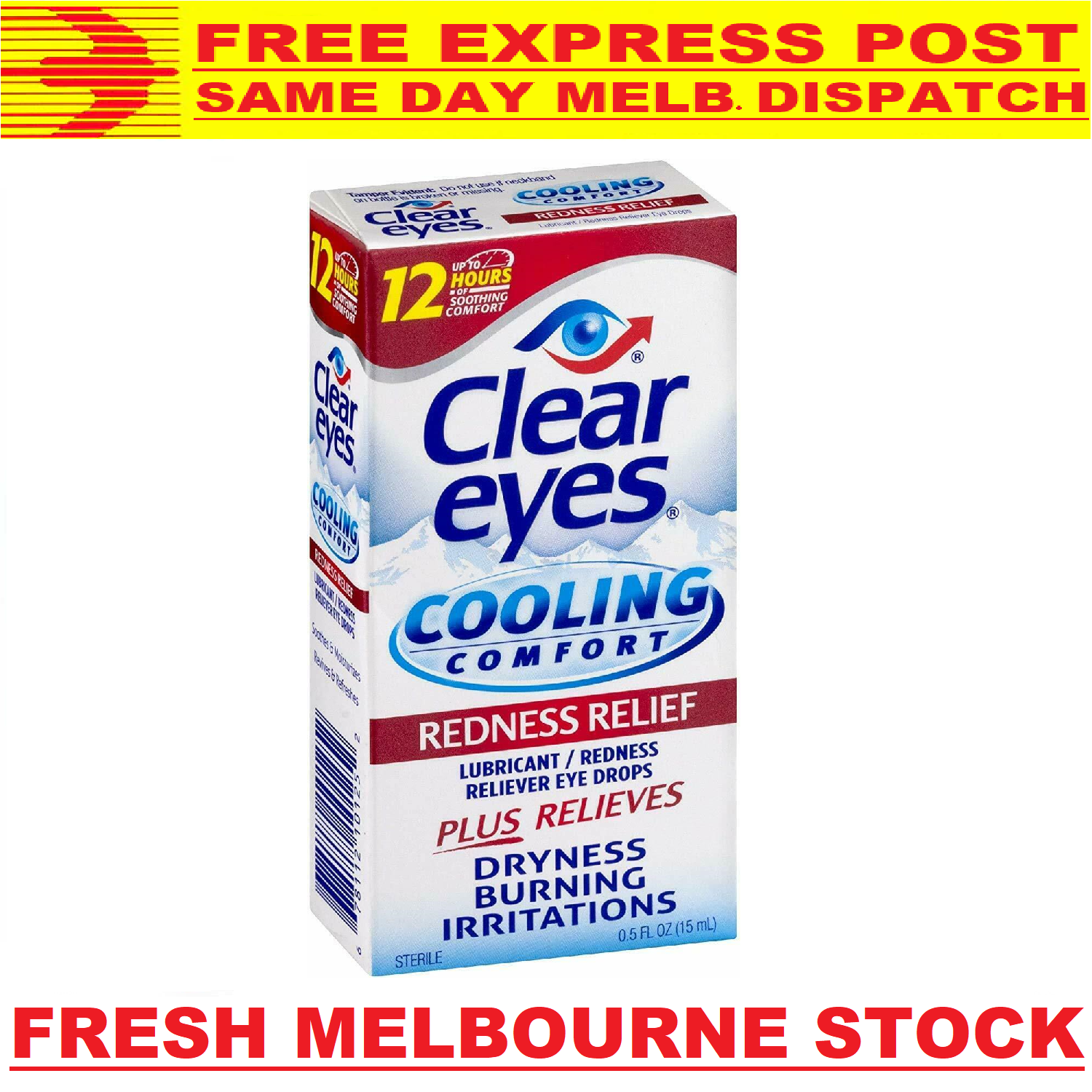 Clear Eyes Lubricant COOLING COMFORT Redness Relief Eye Drops 15mL FRE ...